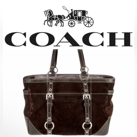 Coach | Bags | Coach Dark Brown Suede Shoulder Bag | Poshmark